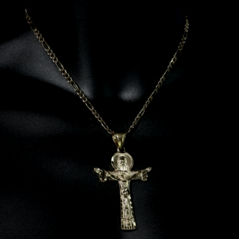 Big Jesus Face Pendant With 18" inch Italian Figaro Choker Chain ...