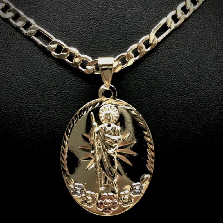 San Judas Tadeo Flores Medalla Saint Jude Pendant With 24″ Italian ...