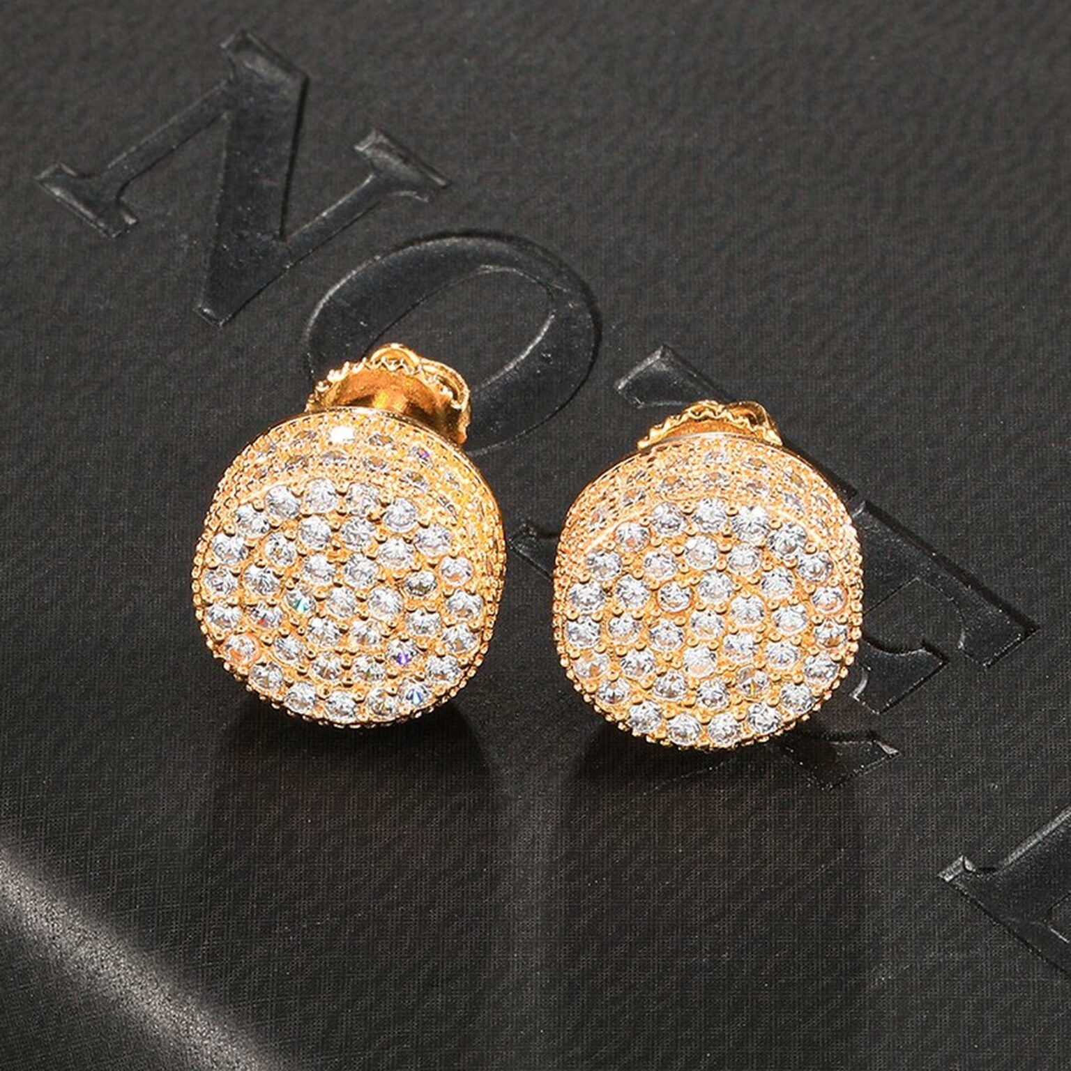 Unisex Micro-Paved AAA+Cz Stones Round Stud Earrings – Urban Fashion ...