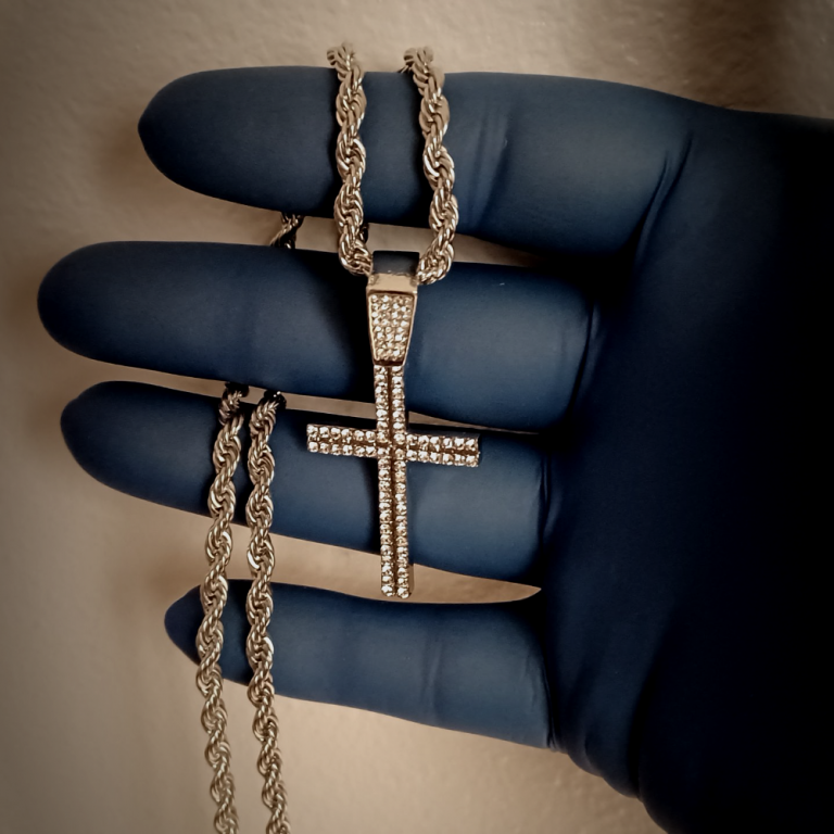 Small Virgin Mary Iced Out Charm With 24″ Twisted Rope Chain – Urban ...