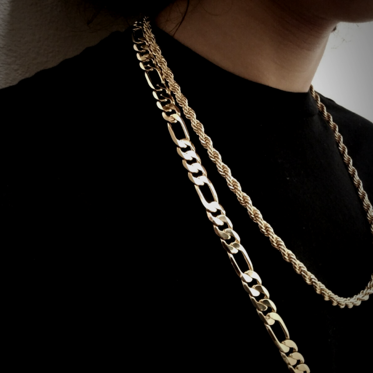 2 Piece Necklaces 30″x10mm Figaro Chain / 24″x4mm Rope Chain Jewelry ...