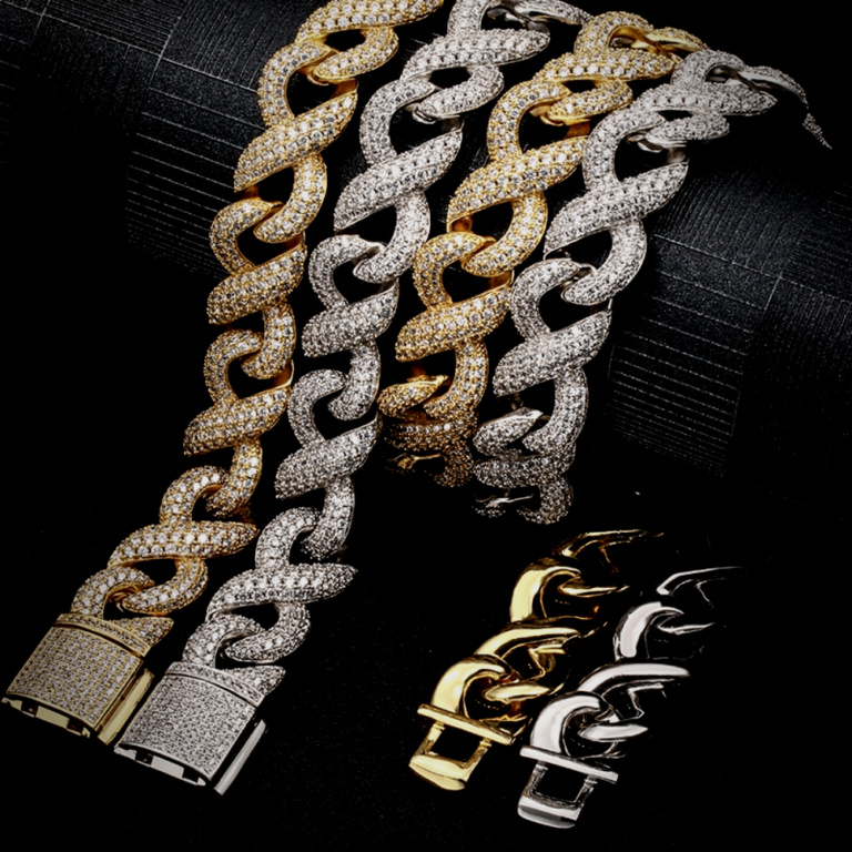 14mm Thick Iced Figure 8 Link Chain 18″-20″ inches Long Necklace ...