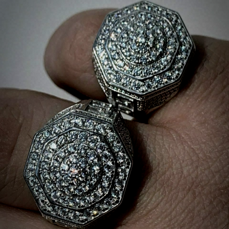 Men’s Big Octagon Shape Real 2.8ct VS G color Moissanite stones Pinky ...