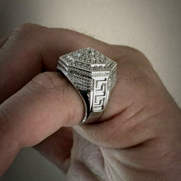 Men’s Big Octagon Shape Real 2.8ct VS G color Moissanite stones Pinky ...