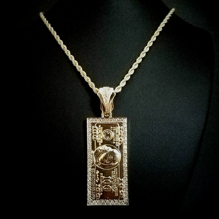 Iced Nugget Pendant With 24" Rope Chain & Techno Pave Nugget Watch Set ...