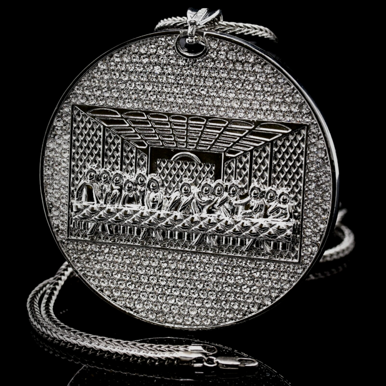 Round 3D Iced Last Supper Pendant with Rope Chain – Urban Fashion Jewelry