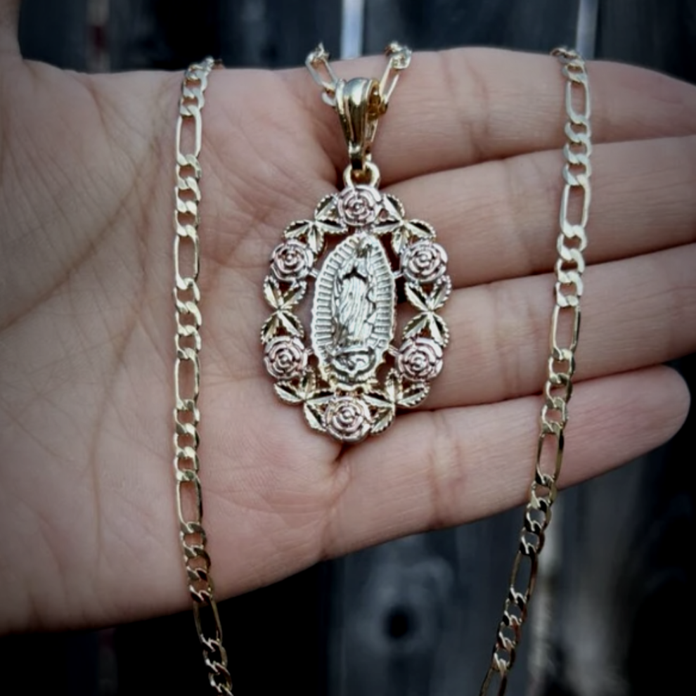 Virgin Mary Virgen de Guadalupe Pendant With Figaro Chain – Urban ...