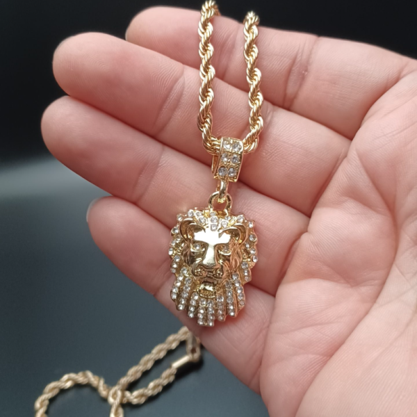 Fully Iced Lion Head Pendant with Italian Rope Chain – Urban Fashion ...