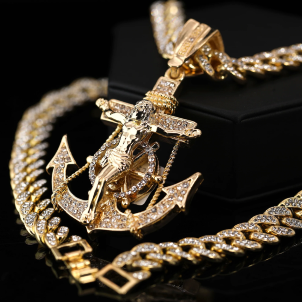 Fully Iced Jesus Anchor Pendant Miami Cuban Link – Urban Fashion Jewelry