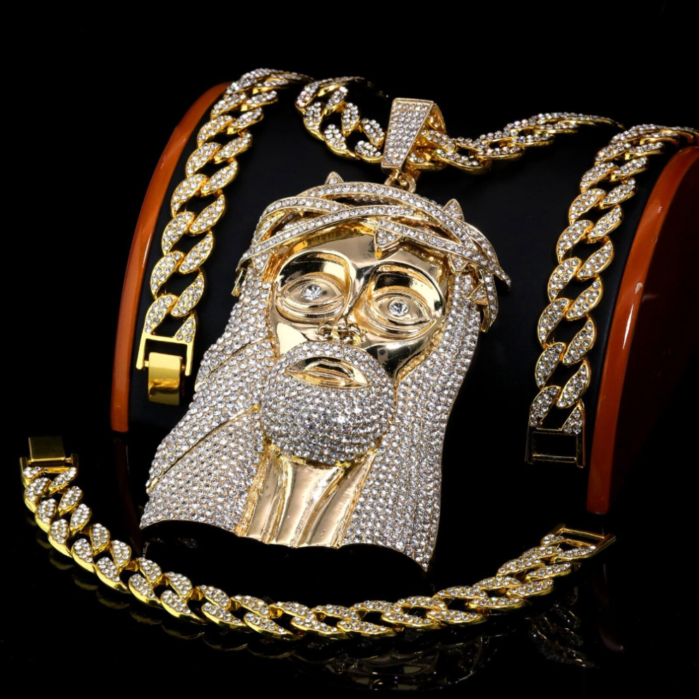 Jesus God Cross Pendant With 24″ inch Miami Cuban Link – Urban Fashion ...