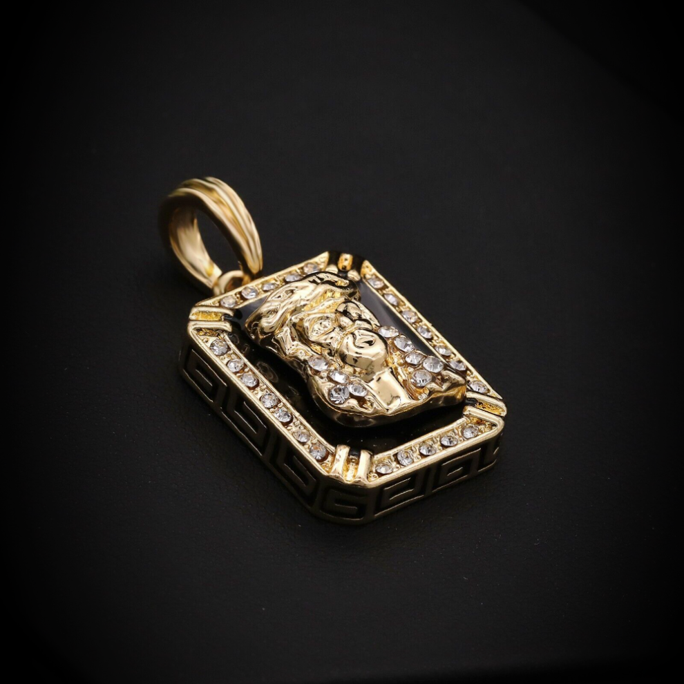 Square Jesus Christ Pendant With 18" Italian Figaro Link Chain - Urban ...